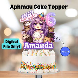 Personalize Aphmau Cake Topper for Girl Customizable Cat Girl Cake ...