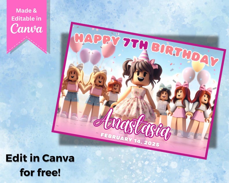 Blox Theme Birthday Banner Template, Video Gamer Birthday Decorations ...