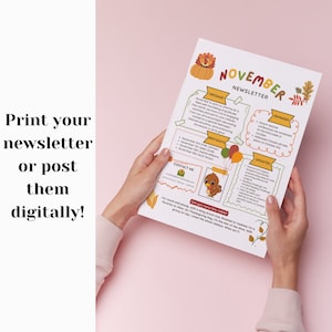 November Classroom Newsletter Template Printable Monthly Teacher ...