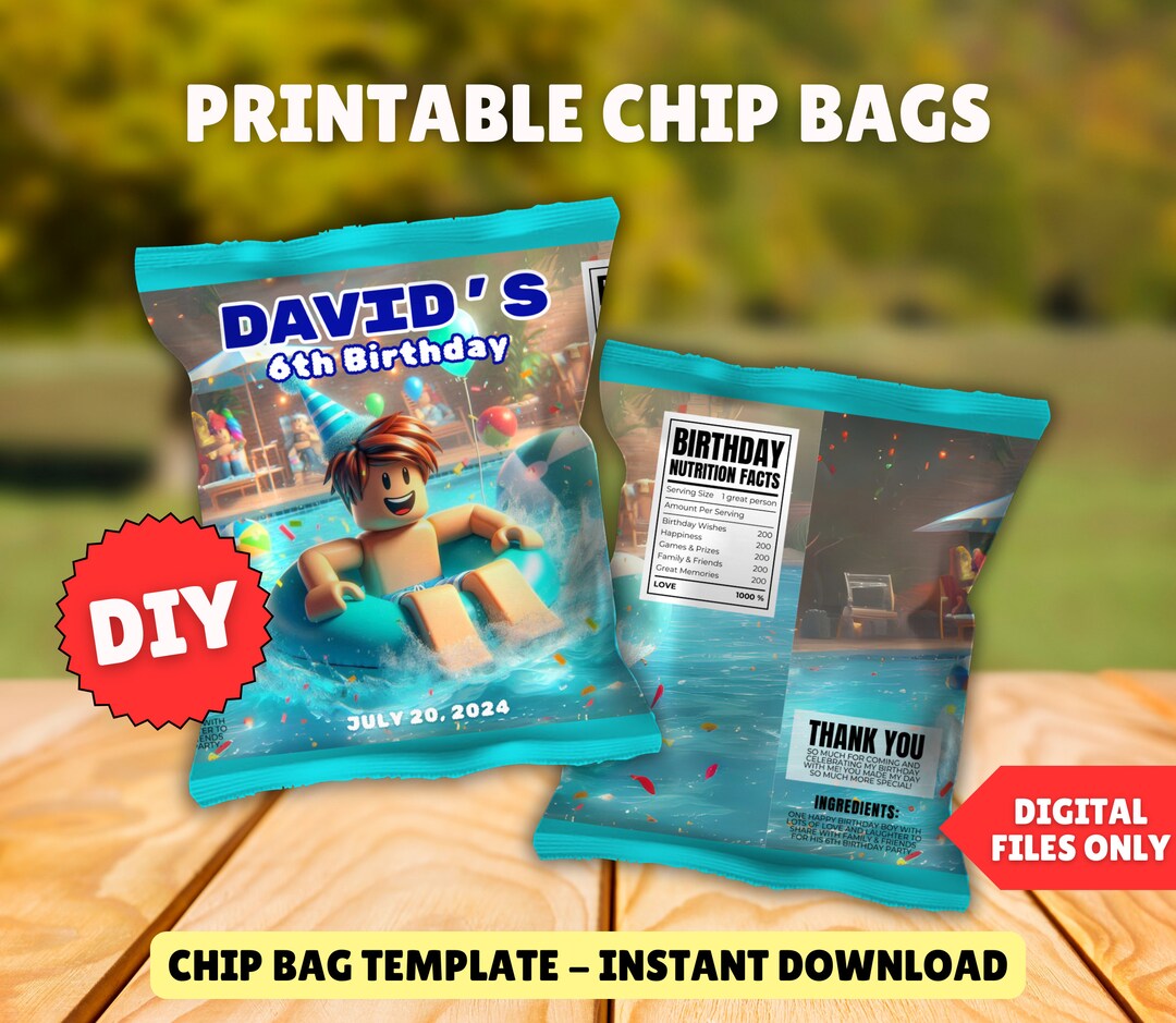 Personalized Roblox Chip Bag Printable Template Customized DIY Chip Bag ...