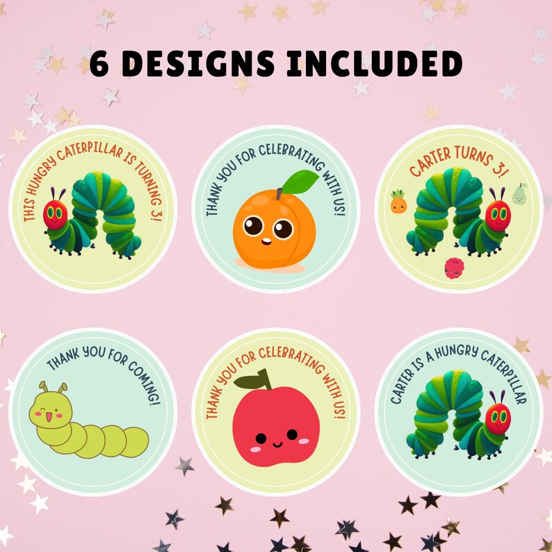 6 Caterpillar Themed Cupcake Toppers Printable, Very Hungry Caterpillar ...