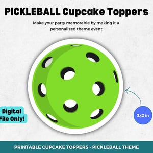 12 Pickleball Cupcake Topper Printable Sports Theme Birthday Cupcake ...