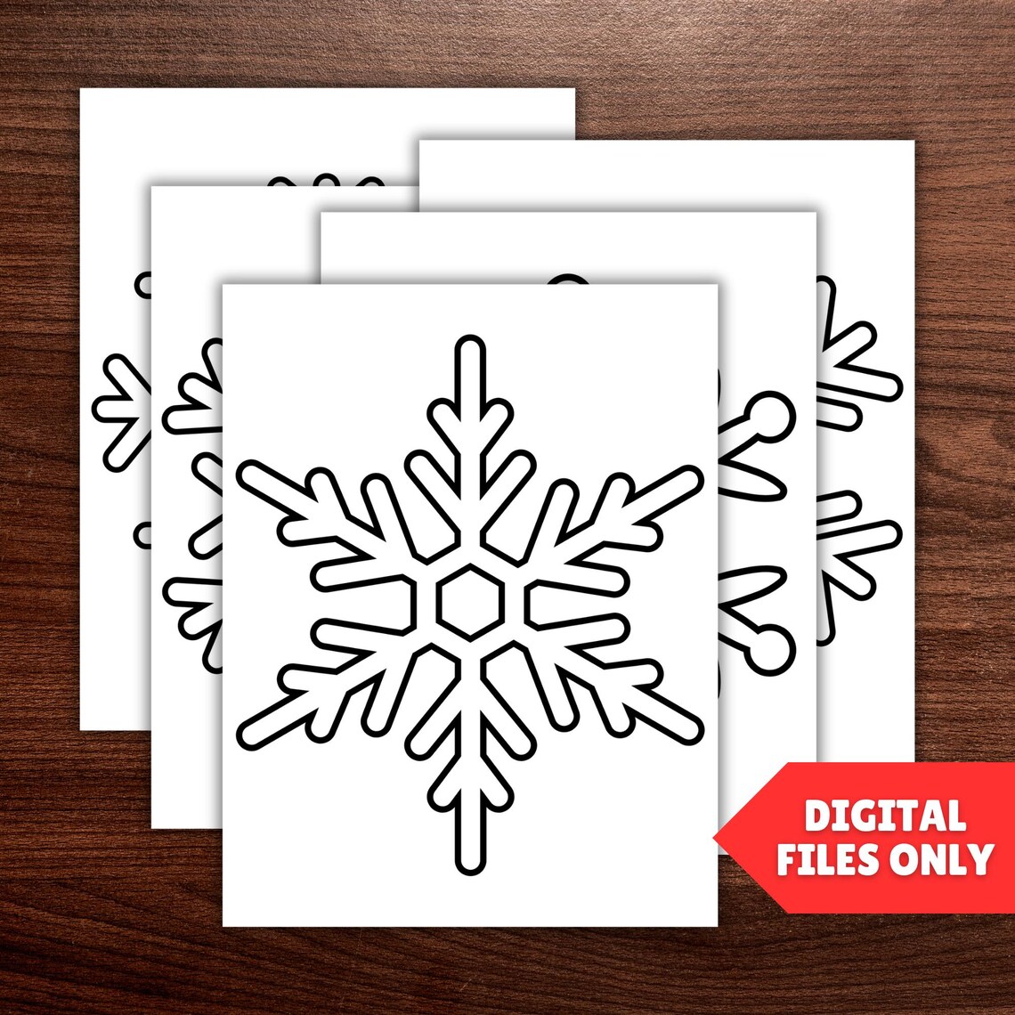 5 Printable Snowflake Outline Template PDF Coloring Page Winter Snow ...