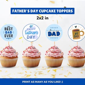 Father's Day Cupcake Topper Printable Best Dad Ever Party Decor I Love ...
