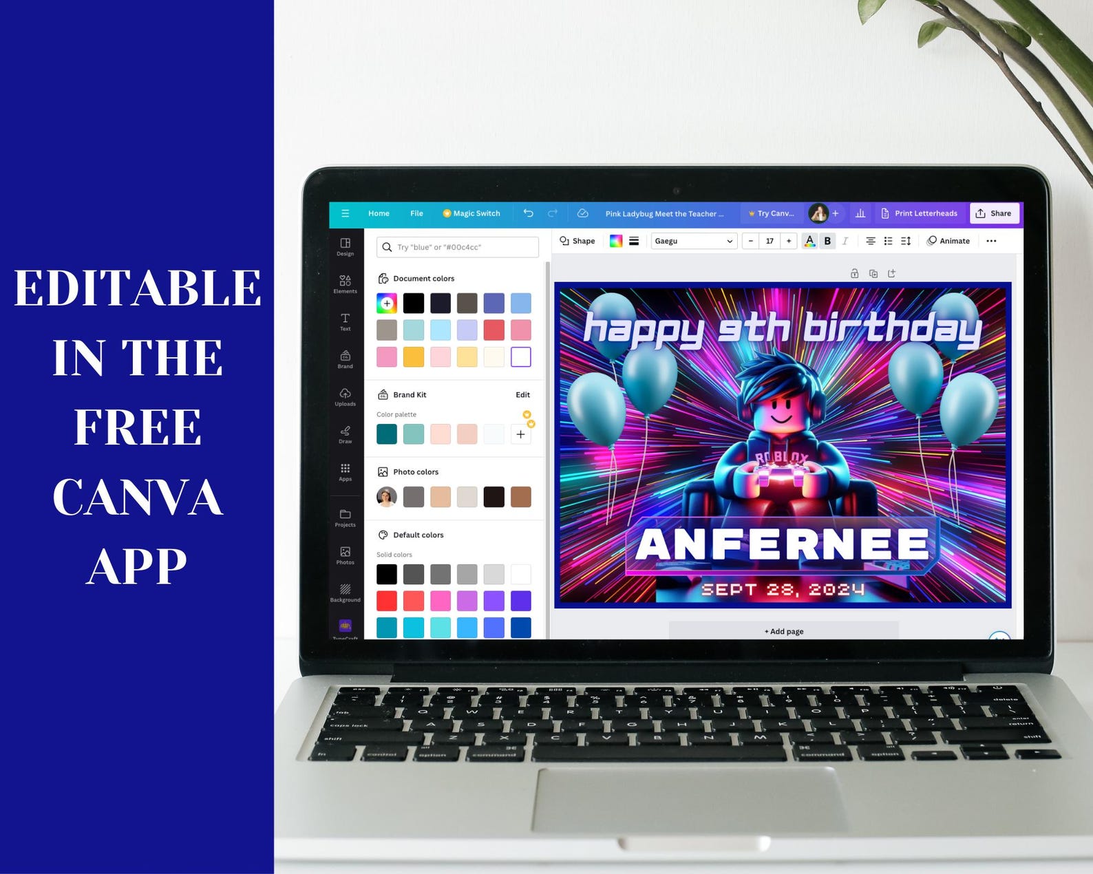 Blox Theme Birthday Banner Editable Template, Video Gamer Decorations ...