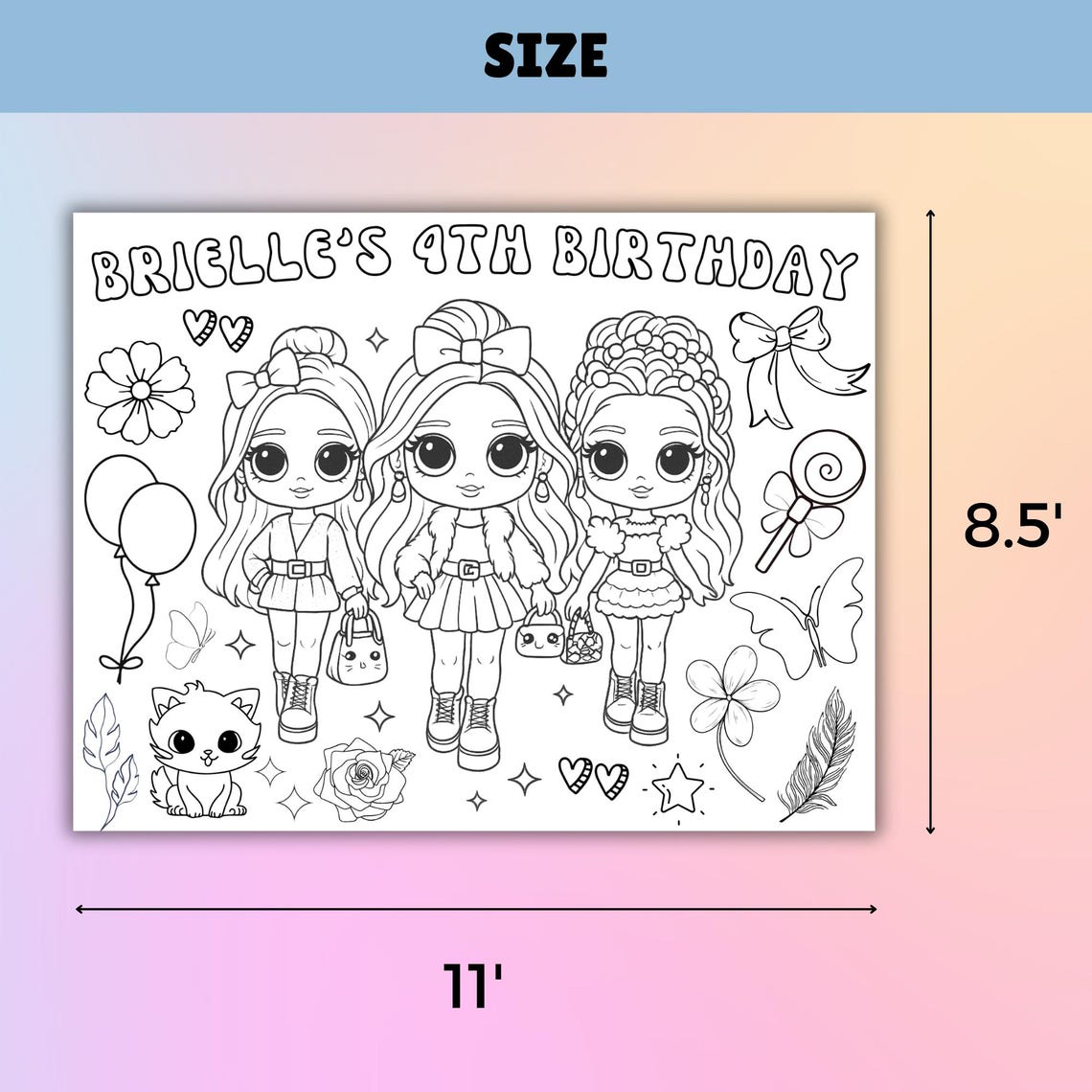 Editable Little Doll Coloring Page PDF Brat Doll Birthday Coloring ...