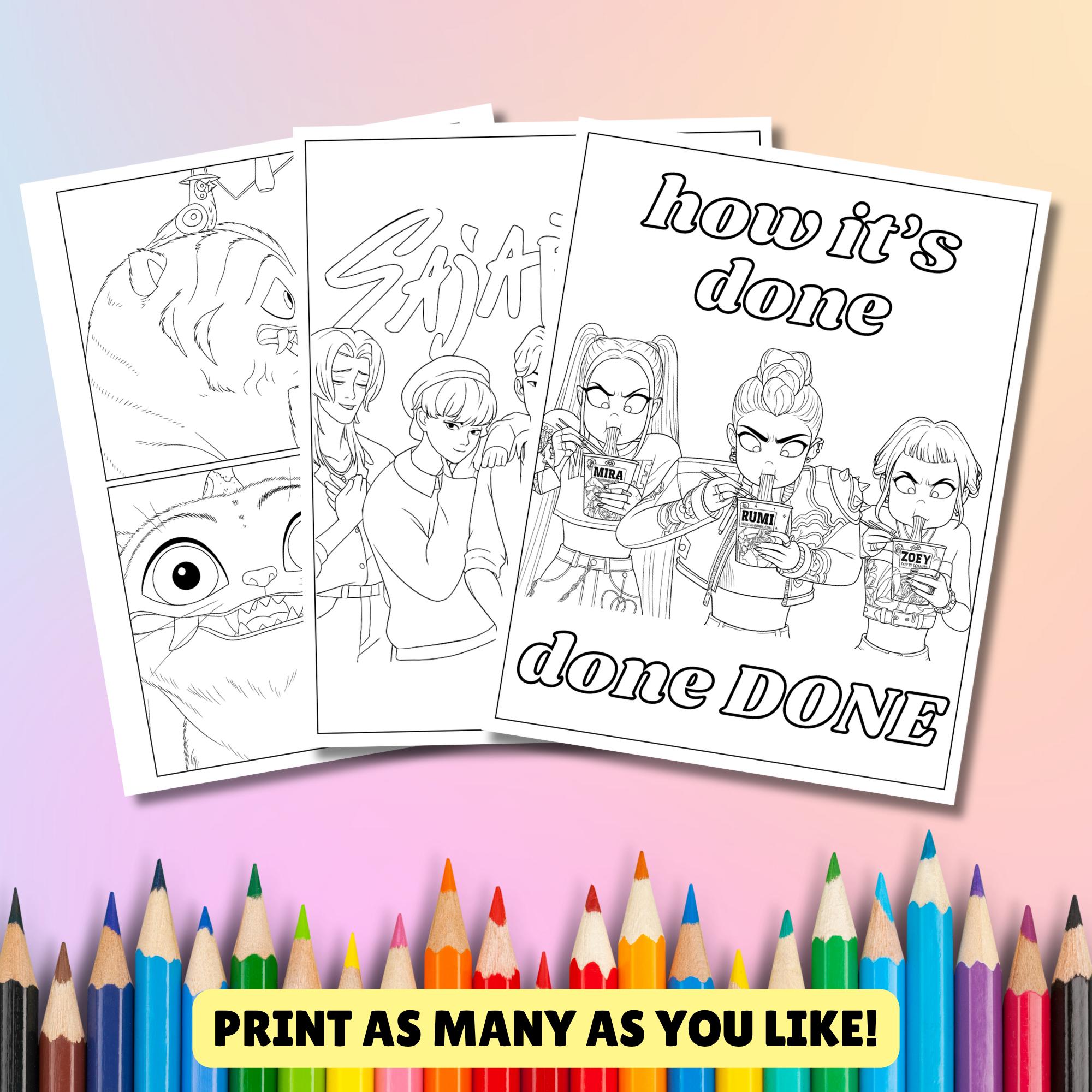 Kpop Demon Hunters Coloring Page Printable PDF, Coloring Book for Kids ...
