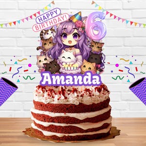 Personalize Aphmau Cake Topper for Girl Customizable Cat Girl Cake ...
