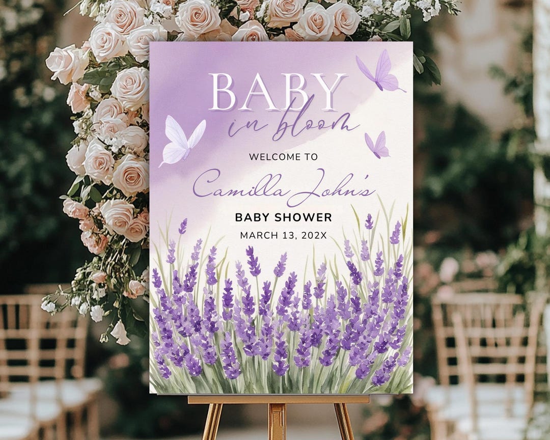 Editable Baby in Bloom Welcome Sign Template Girl Baby Shower Poster ...