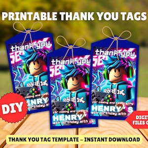 Blox Boy Thank You Tags Editable Template Customizable DIY Rblox Thank ...
