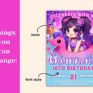 Editable Aphmau Birthday Invitation Template Outdoor Pool Party ...