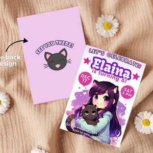 Little Aphmau Birthday Party Invitation, Printable Cat Lover Girl Evite ...