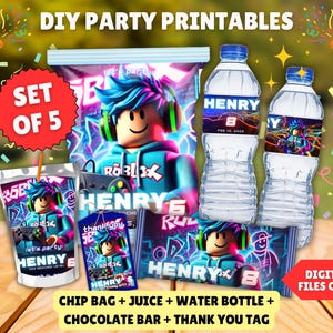 Blox Boy Chip Bag Juice Label Water Bottle Label Birthday Thank You ...