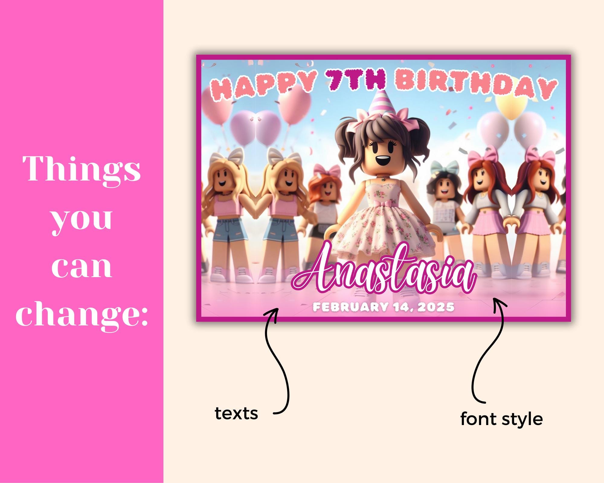 Blox Theme Birthday Banner Template Video Gamer Birthday Decorations ...