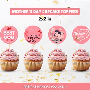 Mother's Day Cupcake Topper Printable Best Mom Ever Party Decor I Love ...
