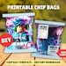 Gamer Potato Chip Bag Editable Template Customizable DIY Digital Chip ...