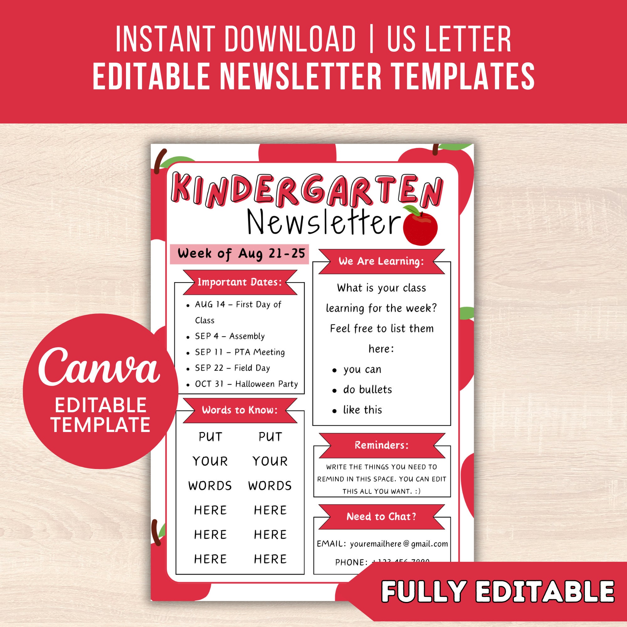 EDITABLE Classroom Newsletter Template, Newsletter Template, School ...