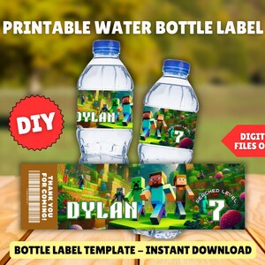 Editable Minecraft Water Bottle Label Printable Template DIY ...