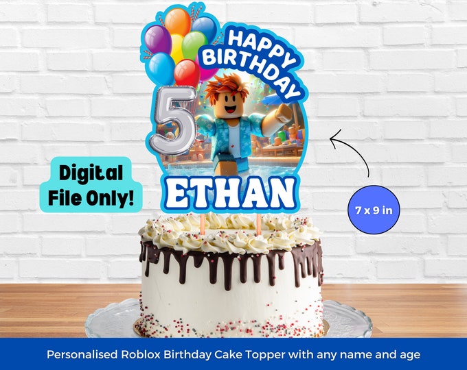 Roblox Cake Topper, Roblox Theme Birthday Party, Roblox Boy Birthday ...