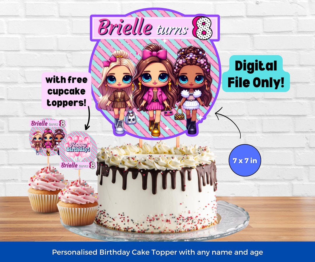 Custom Little Doll Girl Birthday Cake Topper Personalized Fashion Doll ...
