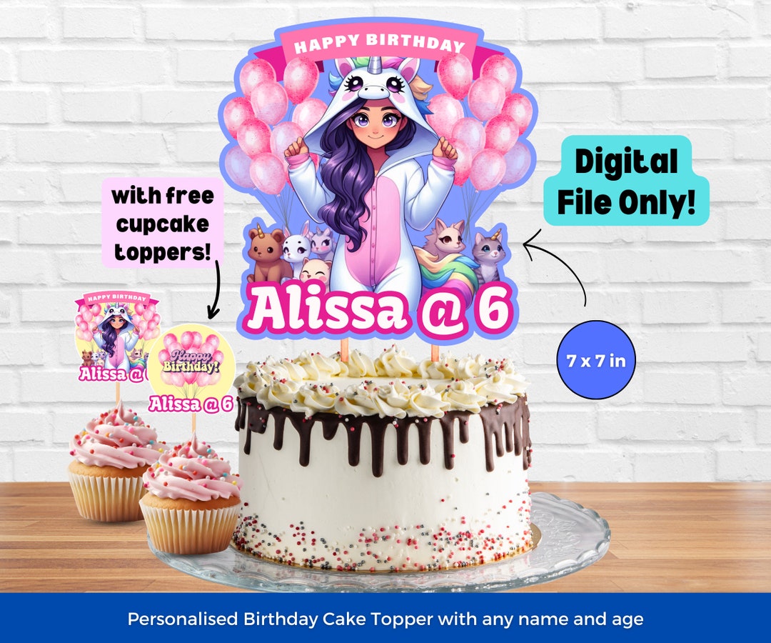 Personalize Aphmau Cake Topper Girl Customizable Unicorn Girl Cake ...
