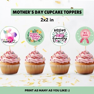 Printable Mother's Day Cupcake Topper PNG, Best Mom Ever Party Decor ...