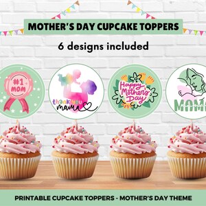 Printable Mother's Day Cupcake Topper PNG, Best Mom Ever Party Decor ...