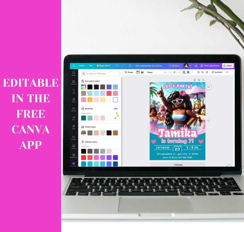 Editable Blox Girl Birthday Invitation Template, Summer Pool Party ...