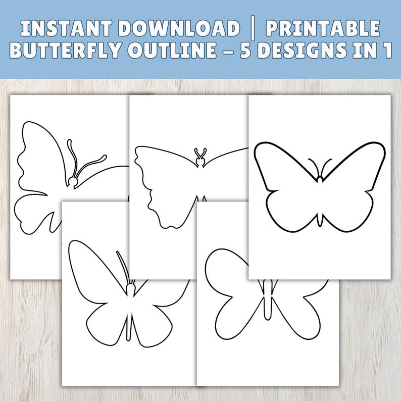 Printable Butterfly Template PDF 5 Butterfly Coloring Page Spring ...