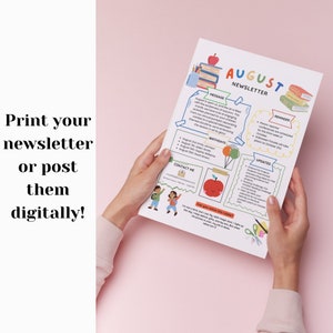 August Classroom Newsletter Template Printable Monthly Teacher Template ...