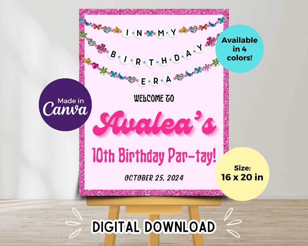 Editable in My Birthday Era Welcome Sign Template Printable Friendship ...