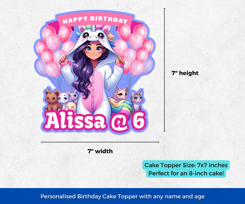 Personalized Aphmau Cake Topper for Girls, Customizable Unicorn Cake ...