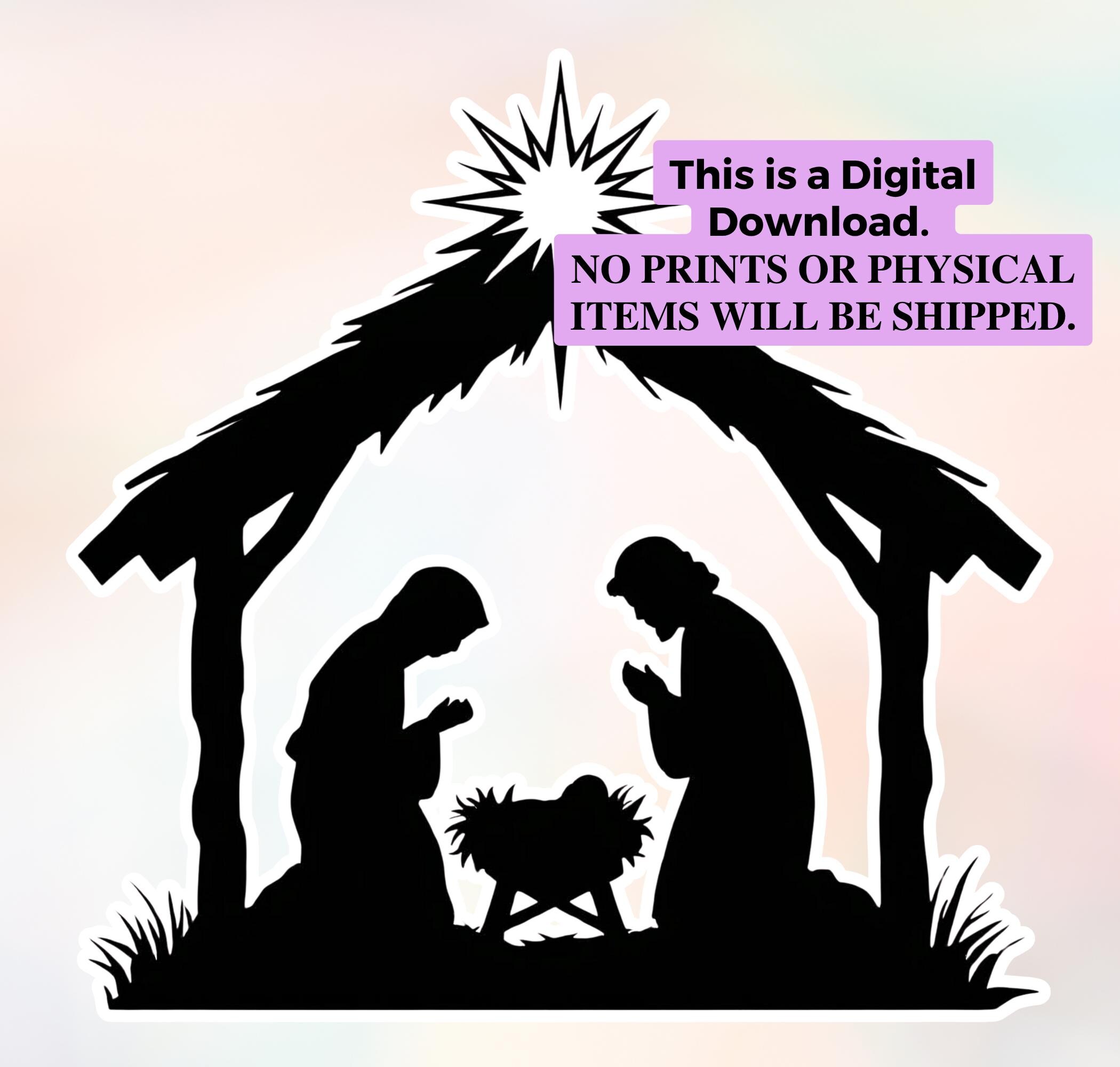 Printable Christmas Nativity Template, Trace and Cut Nativity ...