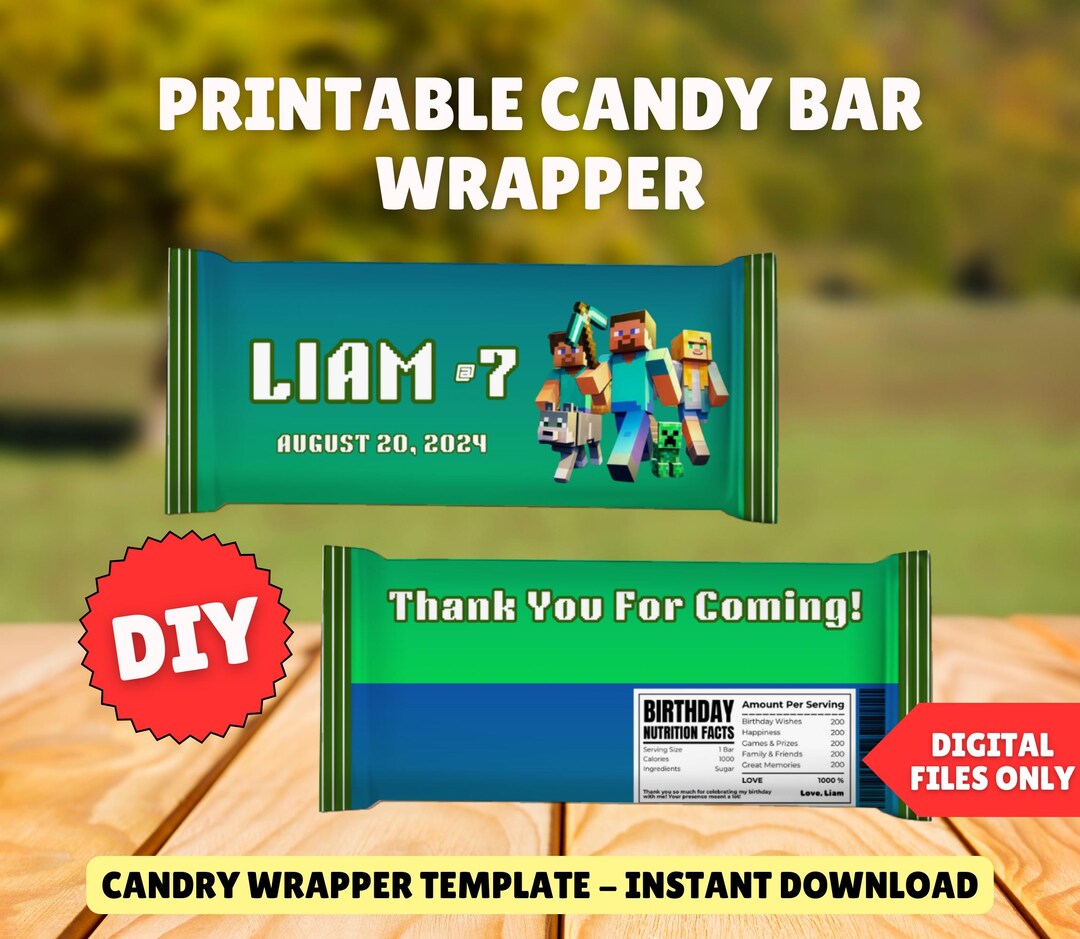 Minecraft Candy Bar Wrapper Template Printable DIY Chocolate Bar ...
