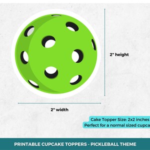 12 Pickleball Cupcake Topper Printable Sports Theme Birthday Cupcake ...