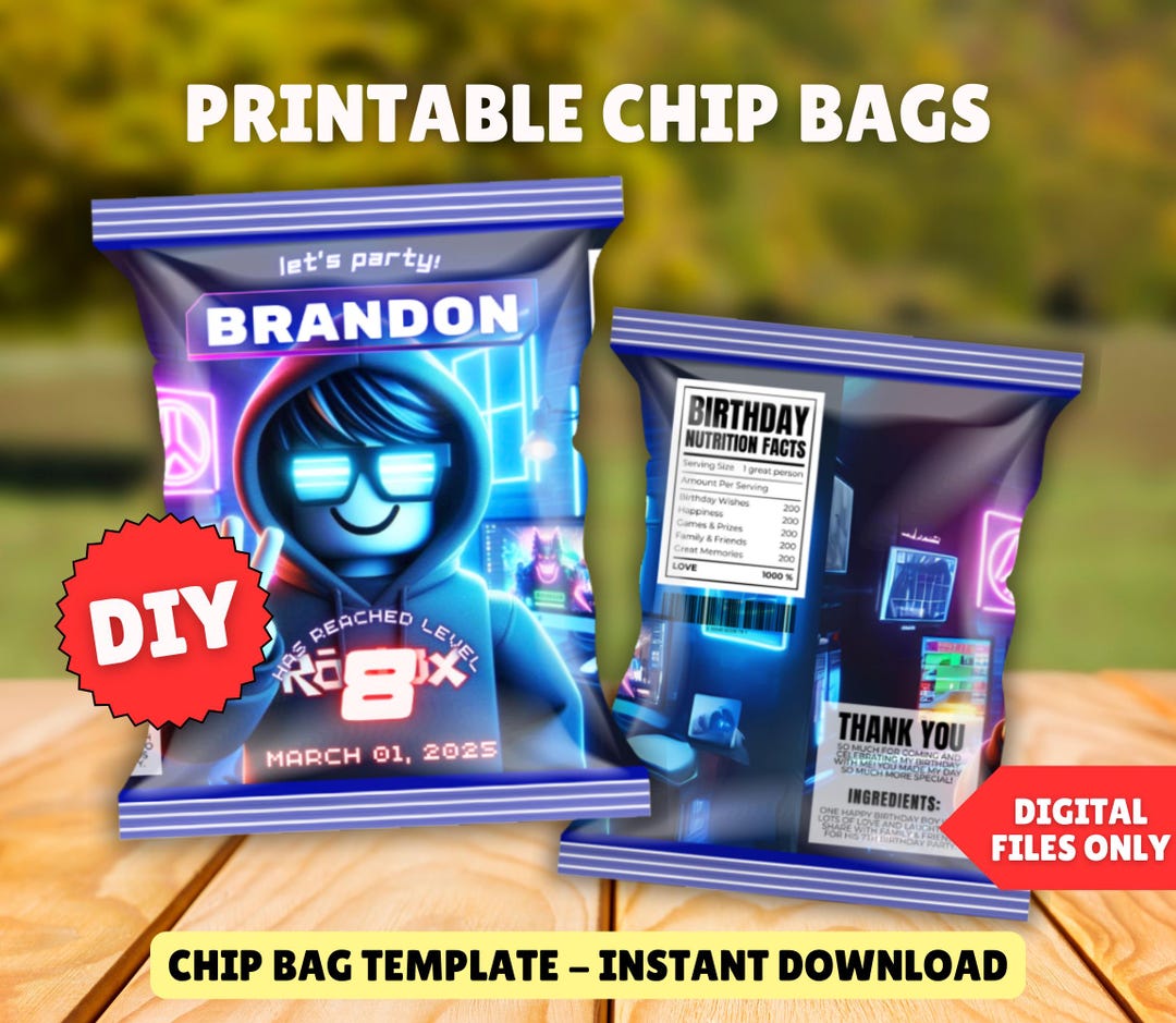 Editable Roblox Potato Chip Bag Printable Template Custom DIY Chip Bag ...
