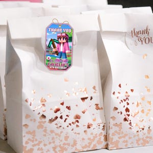 Minecraft Birthday Thank You Tags Editable Template DIY Girl ...