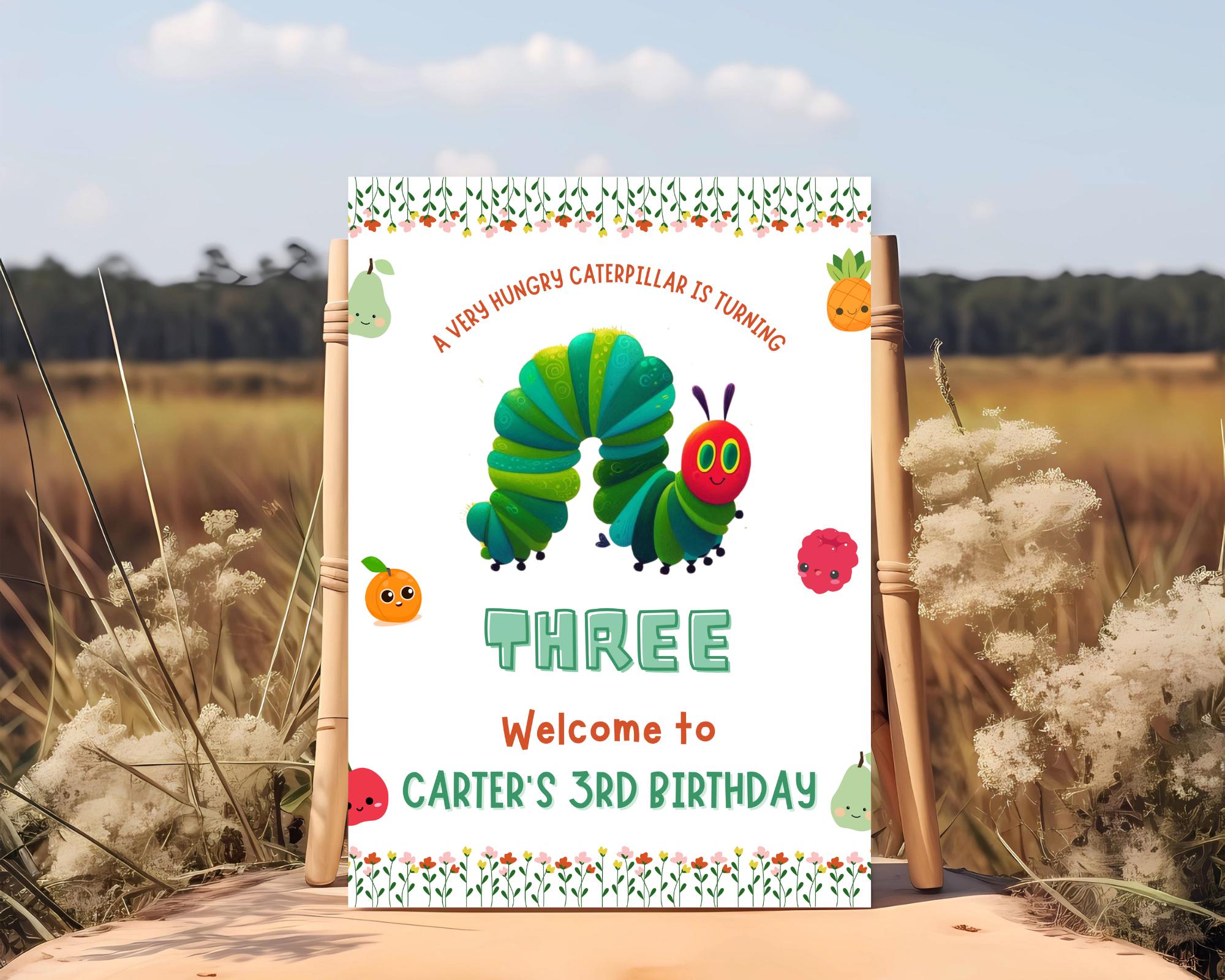 Editable Hungry Caterpillar Birthday Sign Template, Caterpillar Theme ...