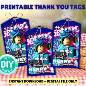 Blox Boy Thank You Tags Editable Template Customizable DIY Rblox Thank ...