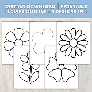 Printable Flower Template PDF 5 Flower Coloring Page Spring Crafts ...