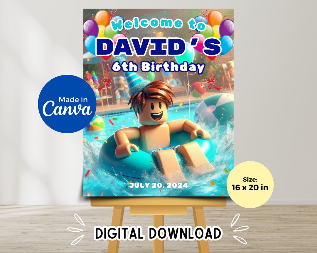 Roblox Birthday Welcome Sign Template Printable Poster Decor Roblox Boy ...