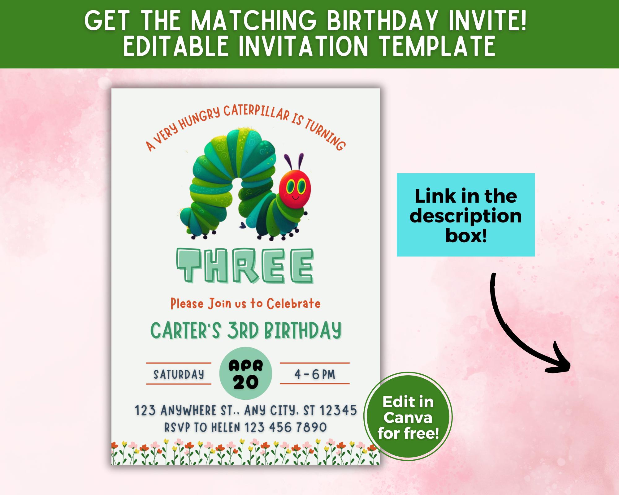 Editable Hungry Caterpillar Birthday Sign Template, Caterpillar Theme ...