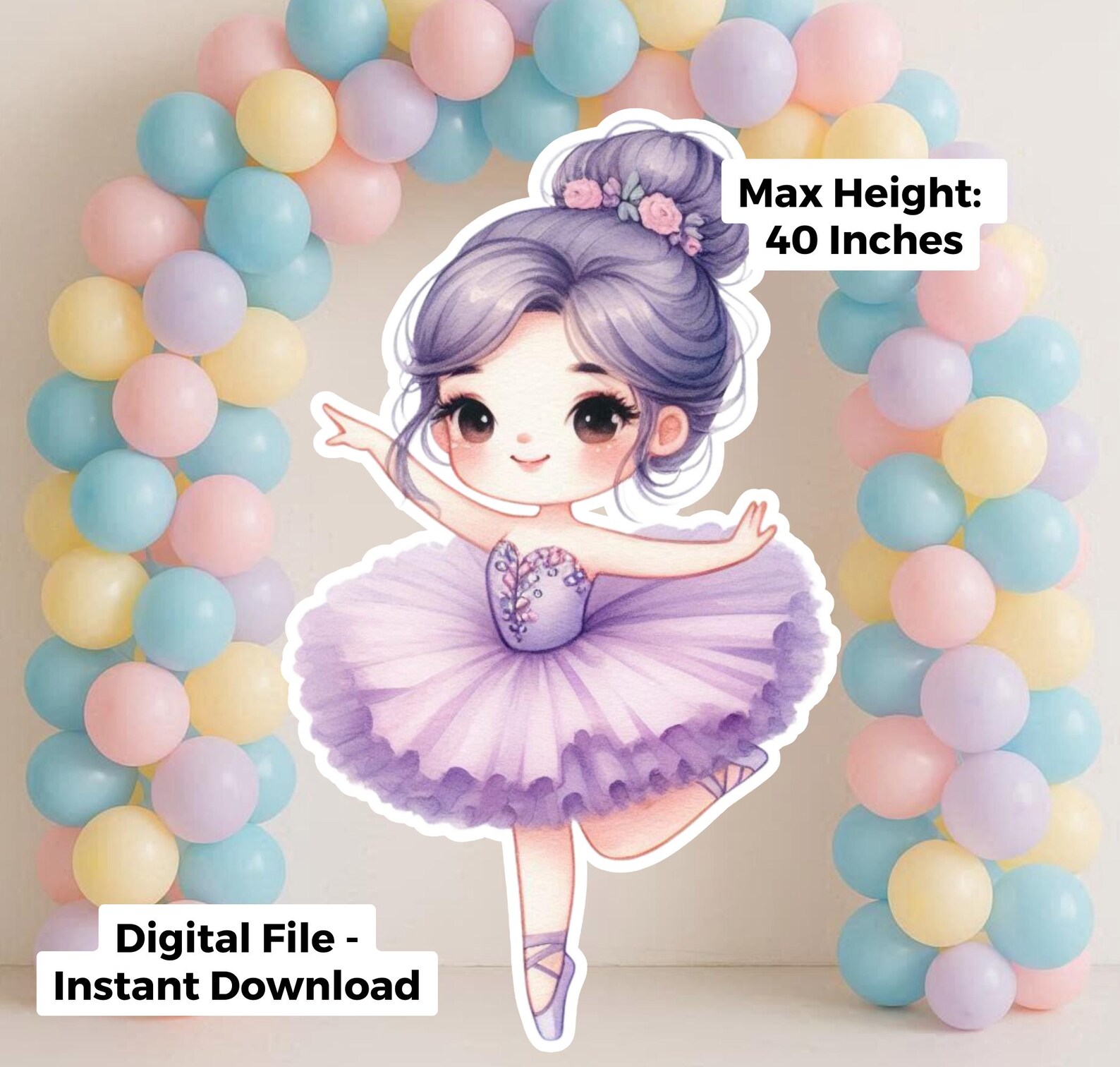 Printable Purple Ballerina Party Standee, Ballet Theme Birthday Decor ...