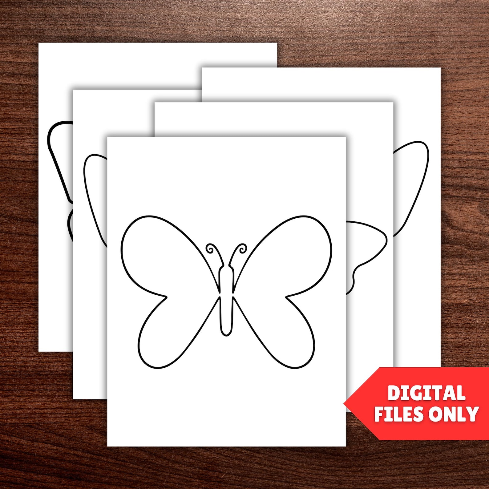 Printable Butterfly Template PDF 5 Butterfly Coloring Page Spring ...