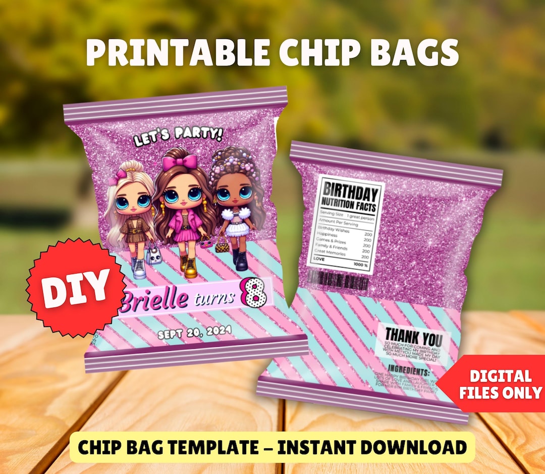Little Doll Chip Bag Printable Template Customized DIY Personalized ...