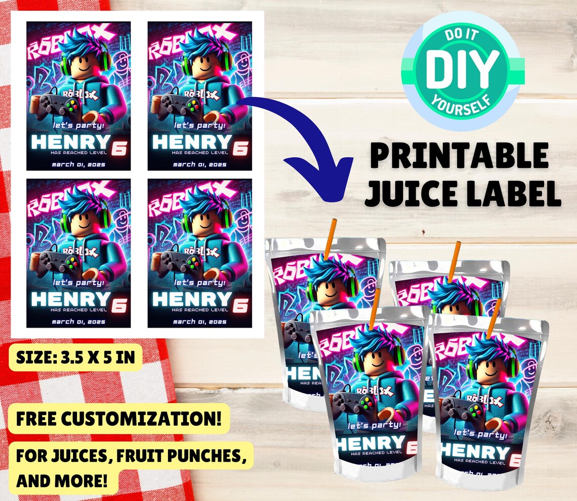 Blox Boy Chip Bag, Juice Label, Water Bottle Label, Birthday Thank You ...