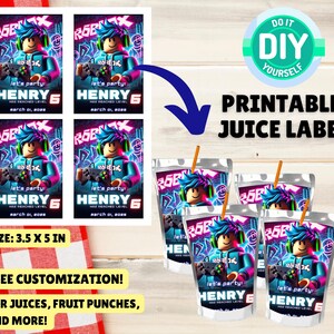 Blox Boy Chip Bag, Juice Label, Water Bottle Label, Birthday Thank You ...