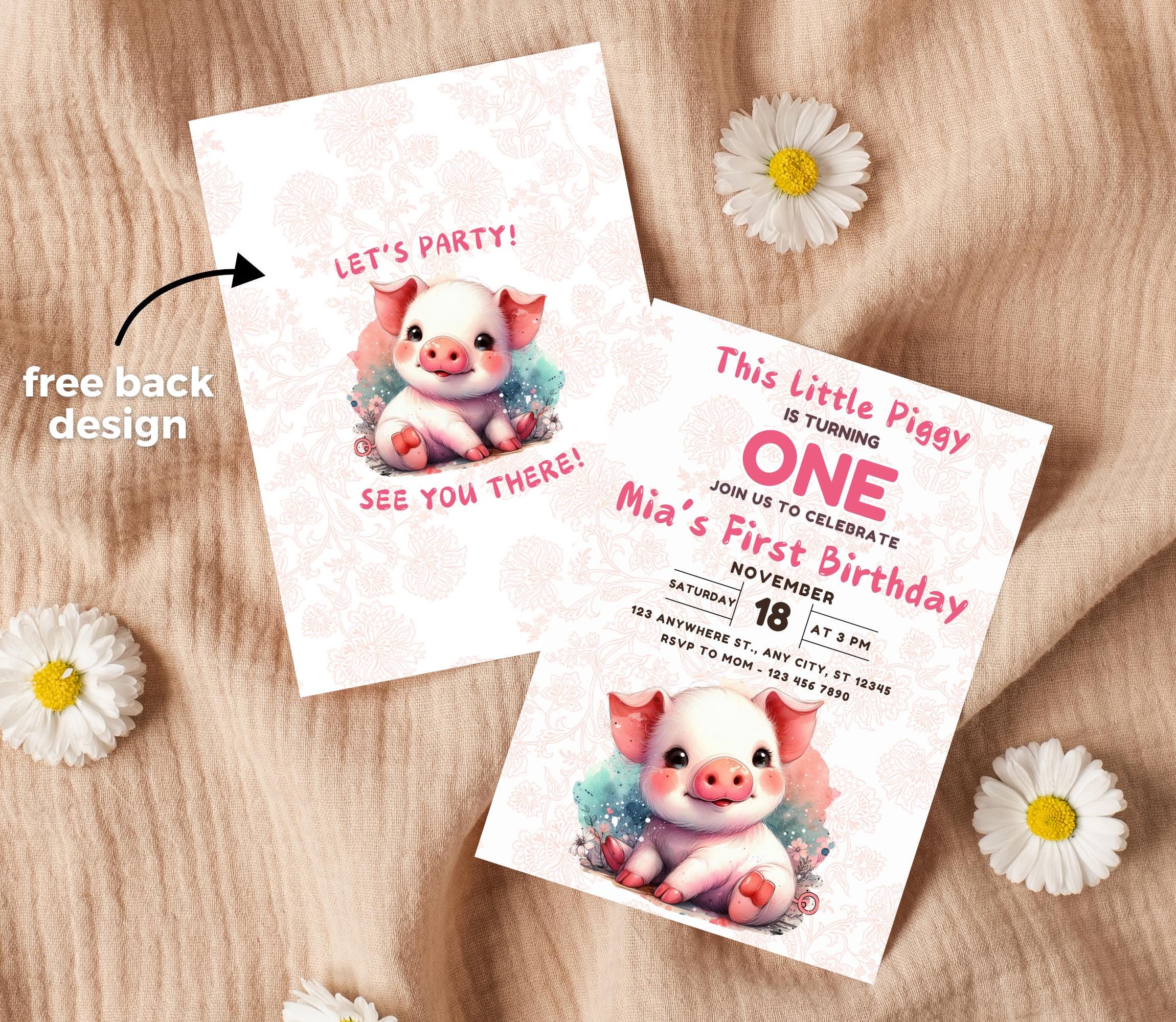 This Little Piggy Birthday Invitation Editable Pig Birthday Party ...