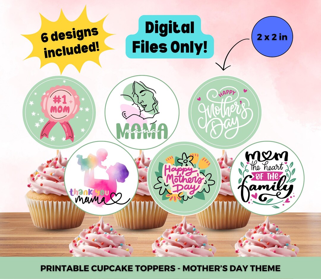 Printable Mother's Day Cupcake Topper PNG Best Mom Ever Party Decor ...