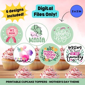 Printable Mother's Day Cupcake Topper PNG Best Mom Ever Party Decor ...